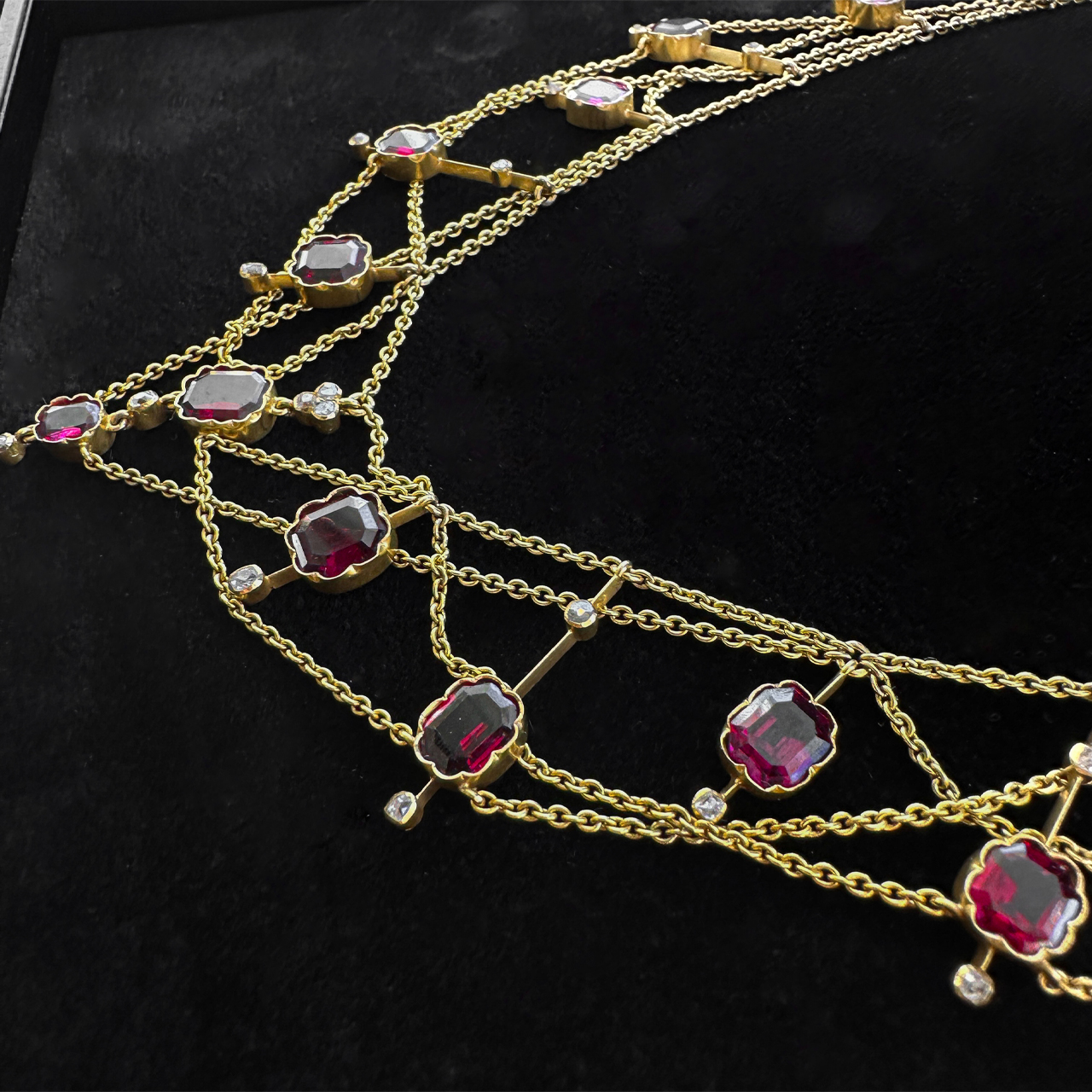 Almandine Diamond Mrs Newman Swag Necklace | Saddingtons Antique Jewellery