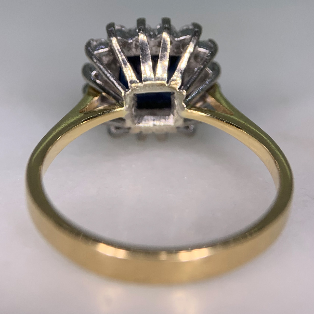 Square Sapphire and Diamond Cluster Ring | Saddingtons Antique Jewellery