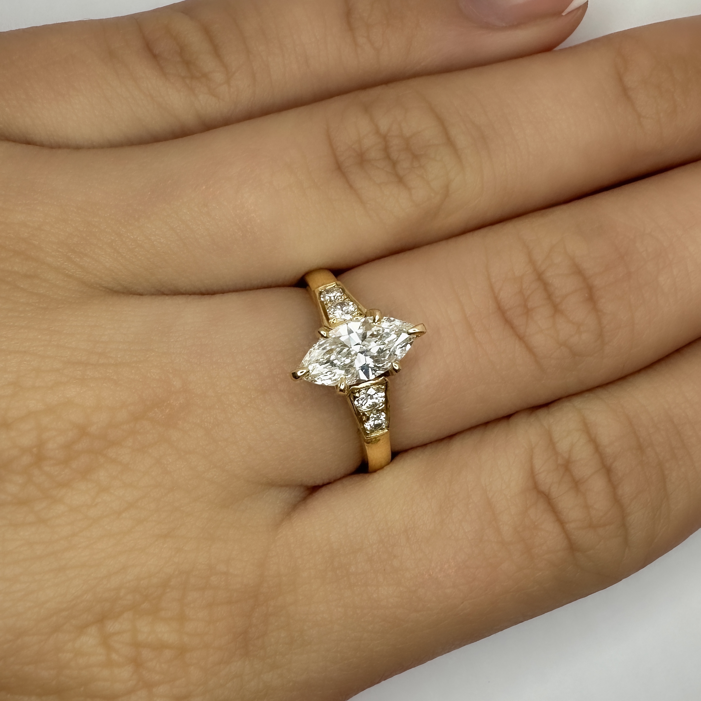 1.16ct Navette Diamond Solitaire Ring | Saddingtons Antique Jewellery