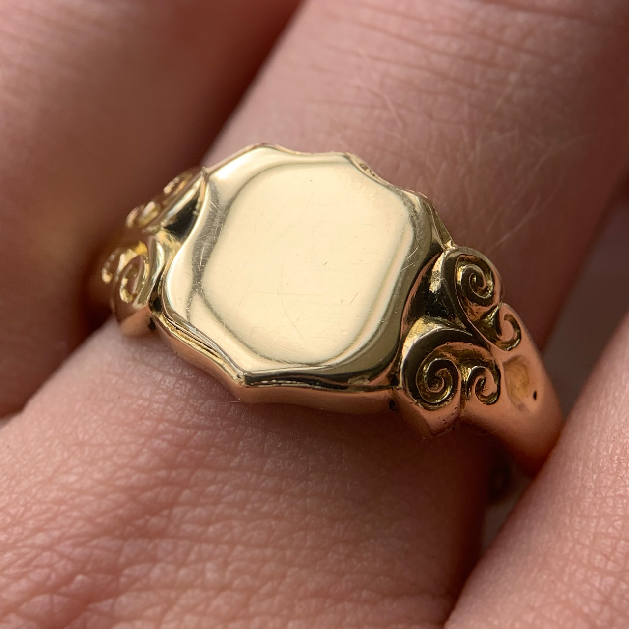 Shield and Scrolled Signet Ring | Saddingtons Antique Jewellery