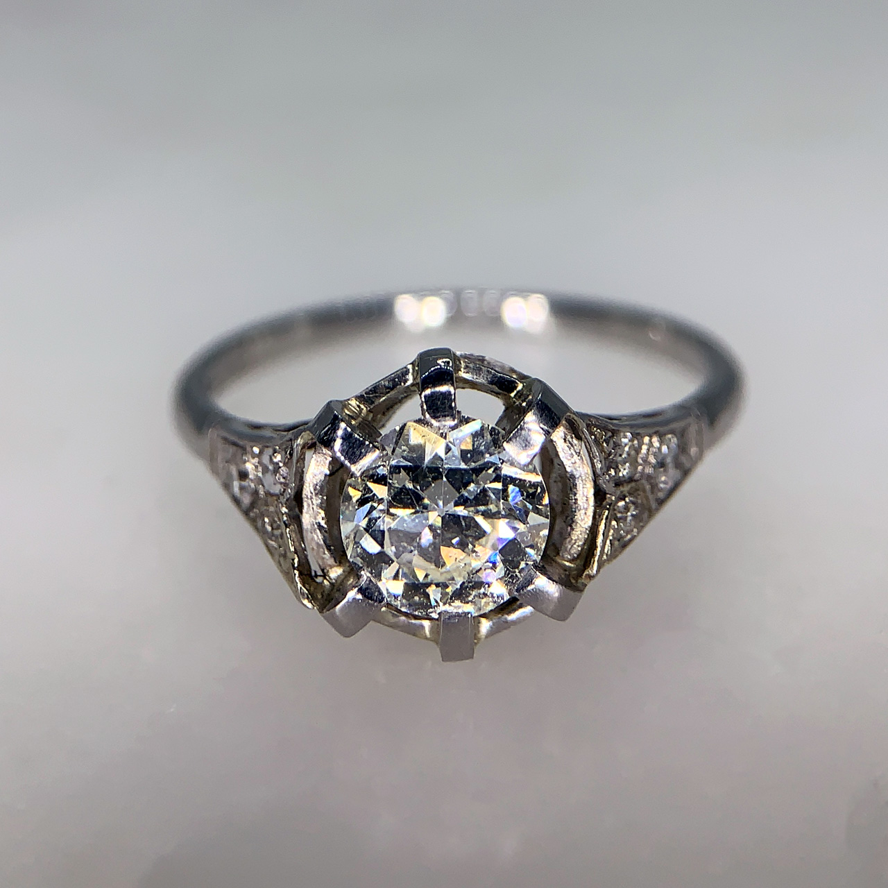 Solitaire Platinum Diamond Ring | Saddingtons Antique Jewellery